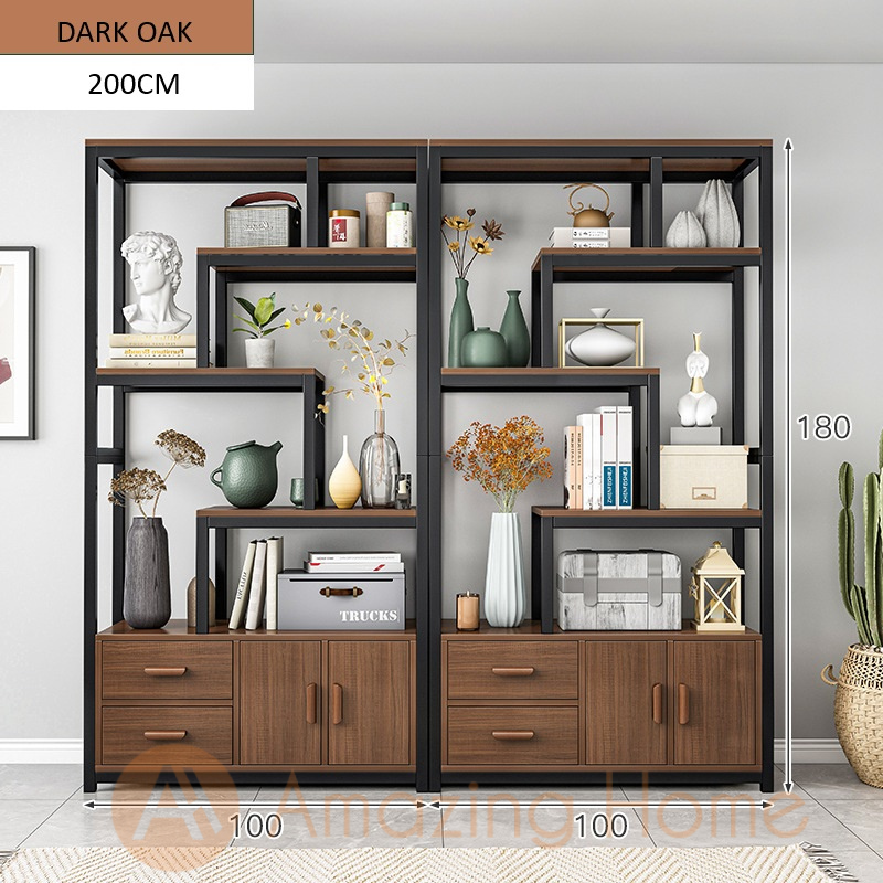 Harold 200cm Living Room Divider Partition Bookshelf Storage Rack ...