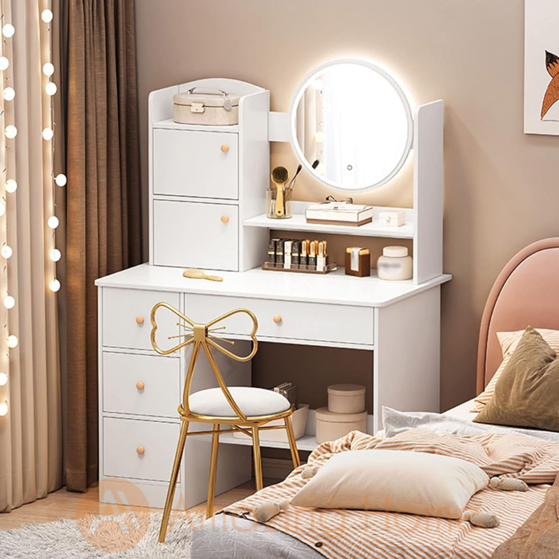 Frida 100cm Dressing Table With LED Mirror – AmazingHome.my
