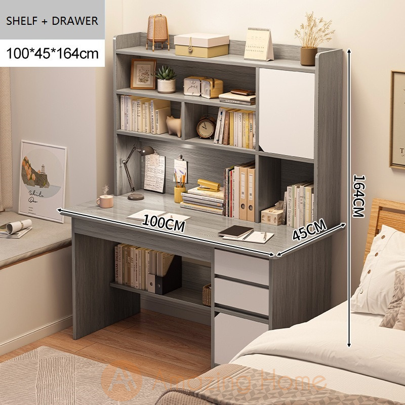 Aaren Grey Study Table Office Desk With Drawer Medium Study Table ...