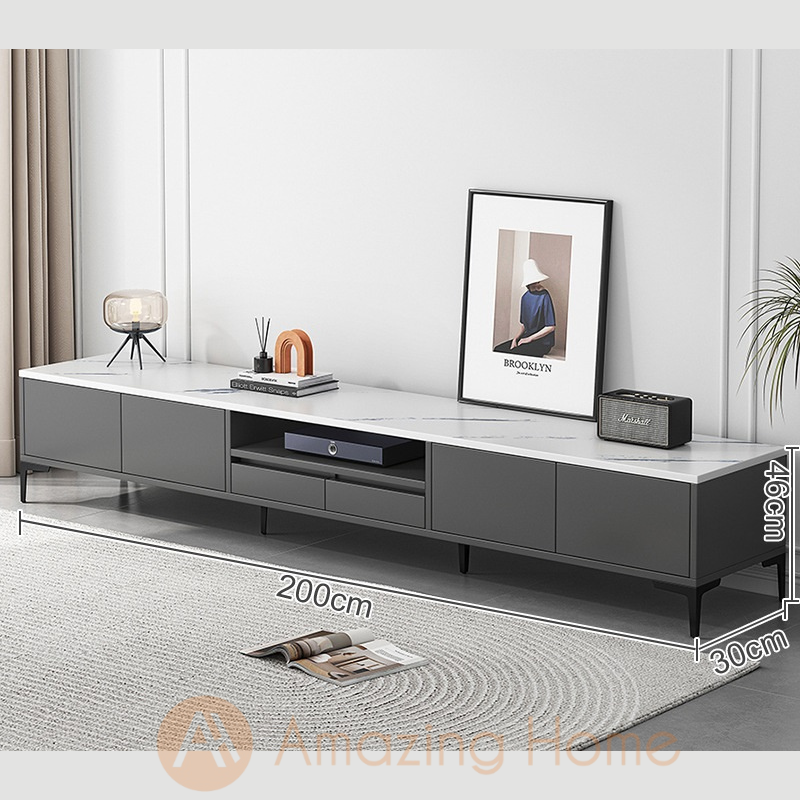 Soroya 200cm TV Cabinet Entertainment Center White/Grey – AmazingHome.my