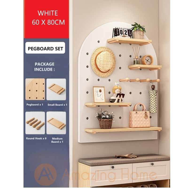 Frodi Pegboard Hole Board Wall Display Shelf Rack Organizer Set White ...