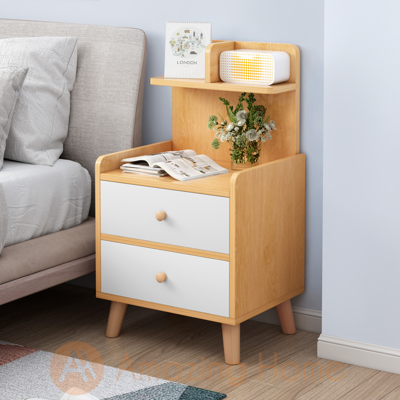 【Offer Price】Arkin 2 Drawer Open Shelf Bedside Table Bedside Cabinet W ...