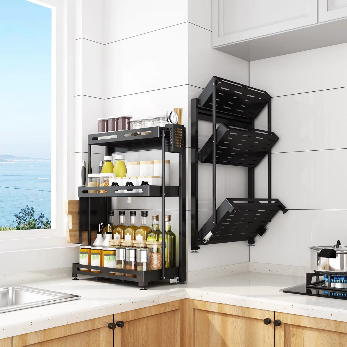 Amazing Home Stainless Steel Foldable Kitchen Shelf Rack Organizer ...