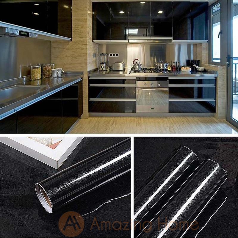 Amazing Home Self Adhesive Black Metallic Kitchen Cabinet Sticker Furn ...
